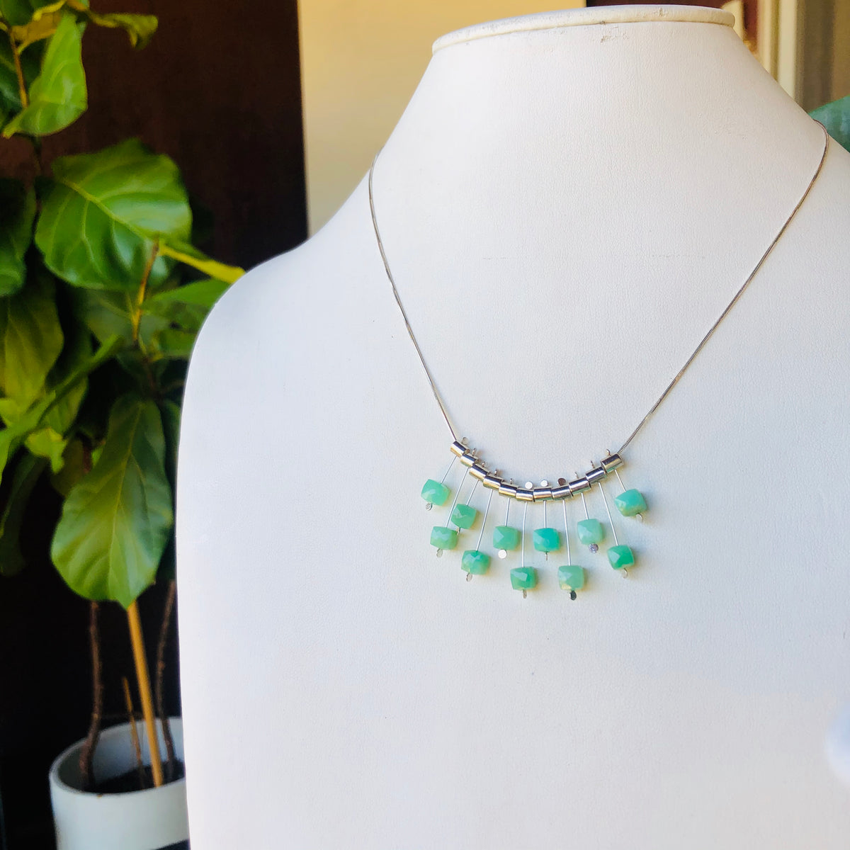 Multi pivot box chrysoprase necklace – serena kojimoto jewelry